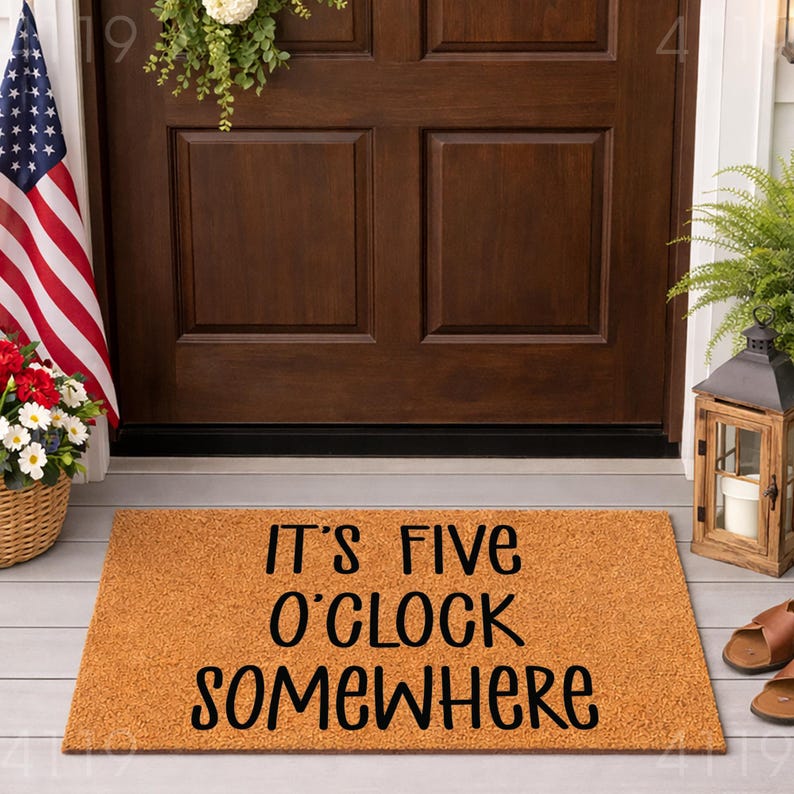 It’s Five O’clock Somewhere Doormat | Welcome Mat | Funny Gift | Bar ...