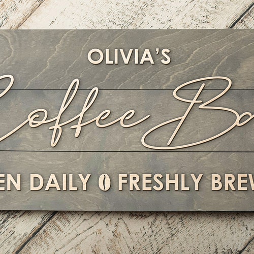 Coffee Bar Sign With Last Name Personalization - Etsy