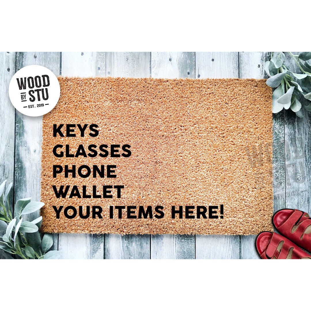 Custom Doormat Customizable Personalized Gift Keys Glasses Phone Debit ...