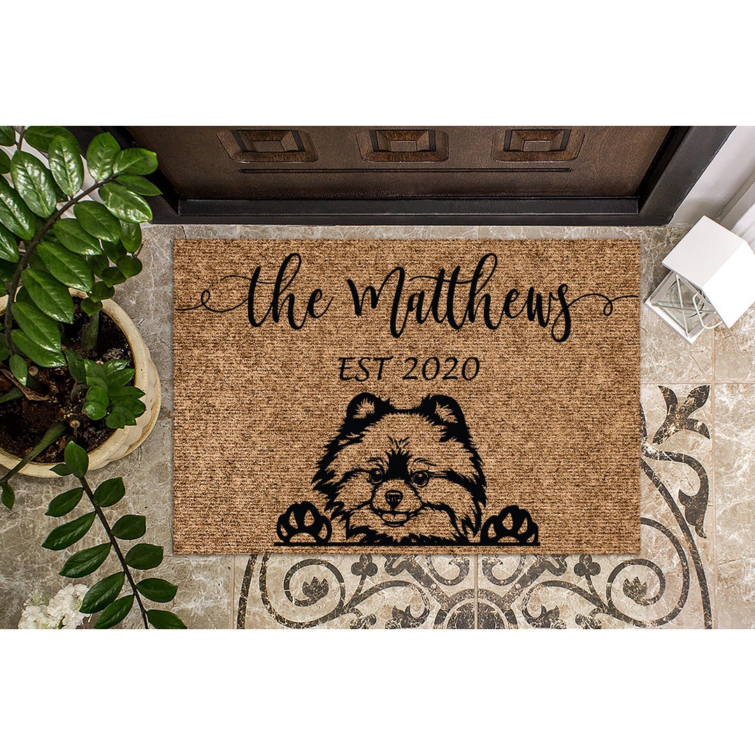Custom Doormat Pomeranian Personalized Door Mat Dog Welcome Mat ...
