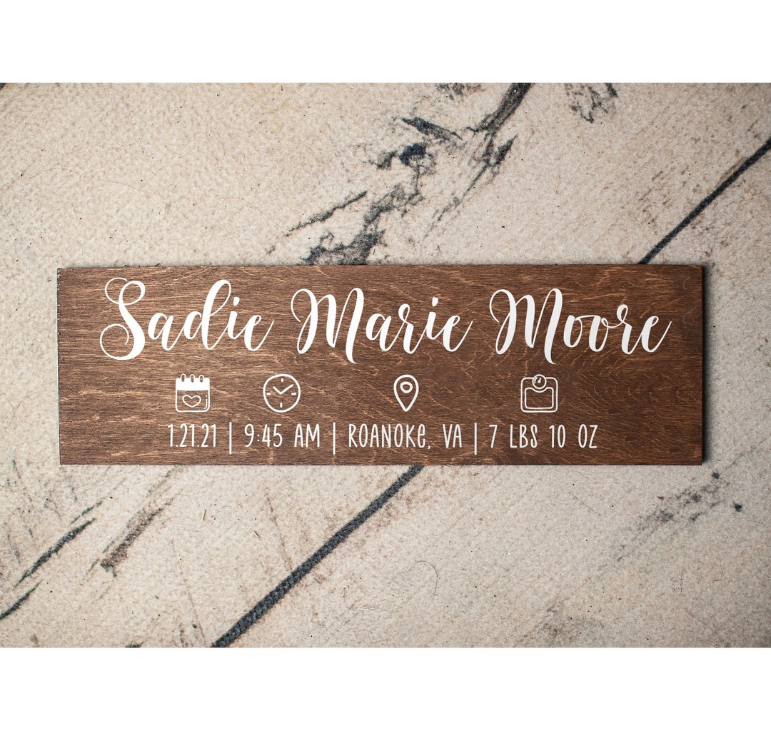Personalized Baby Birth Script Custom Announcement Board - Baby Shower ...