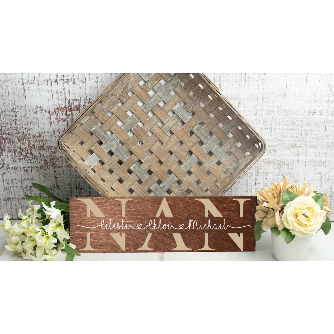 Nan Wall Decor Sign, Rustic Wood, Personalized Family Names (custom ...