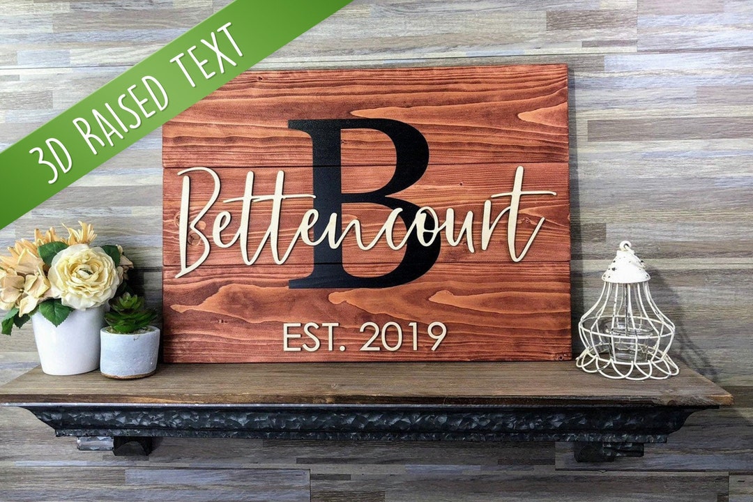 Custom Family Name Sign: Monogram Wedding Gift 7001 - Etsy