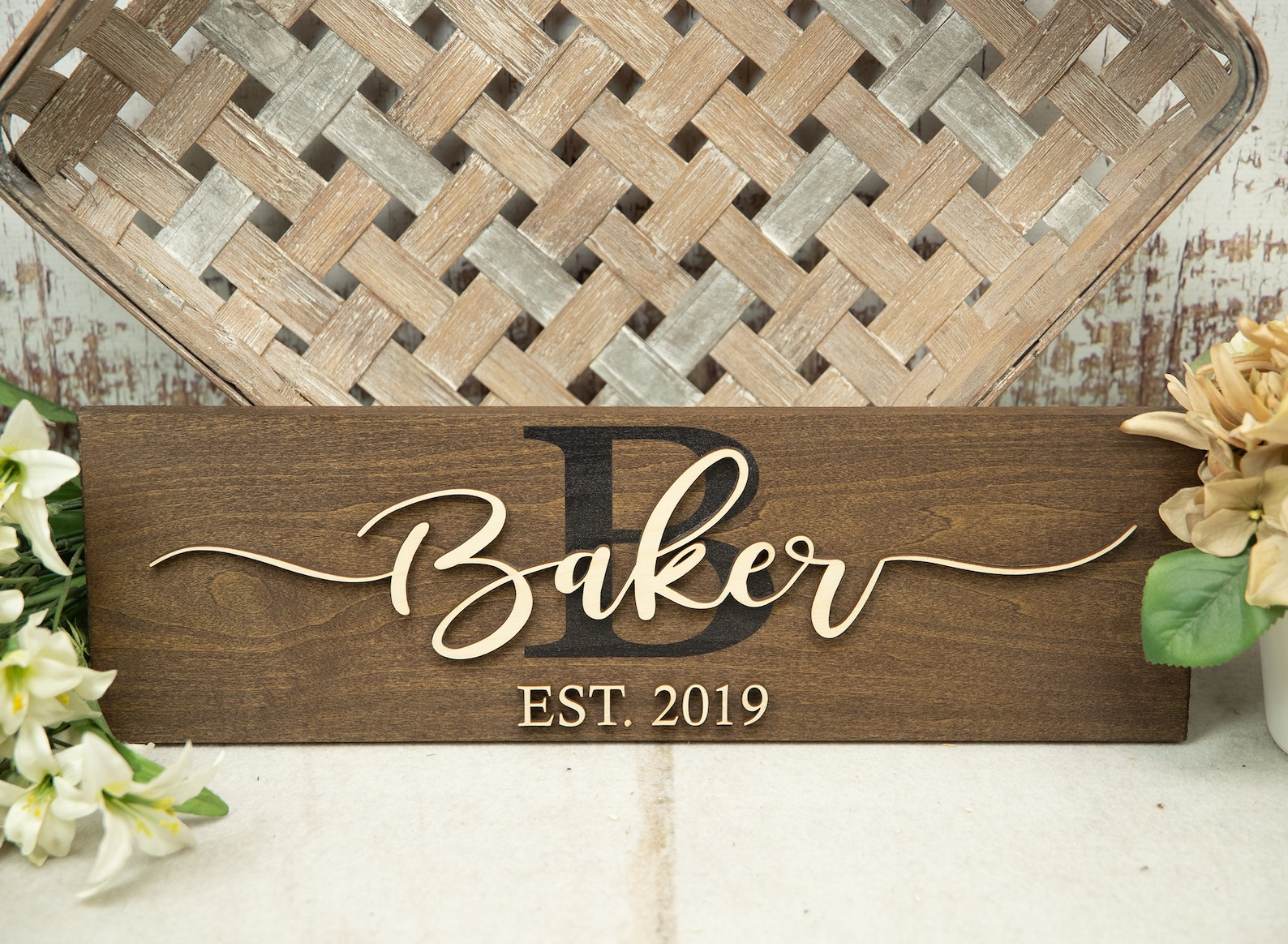 Monogram Sign Last Name Sign Family Name Sign Wedding - Etsy