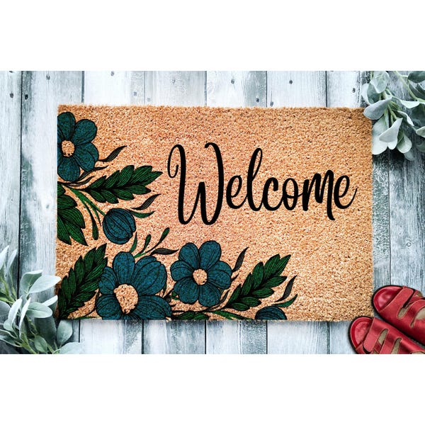 Floral Welcome Mat - Etsy