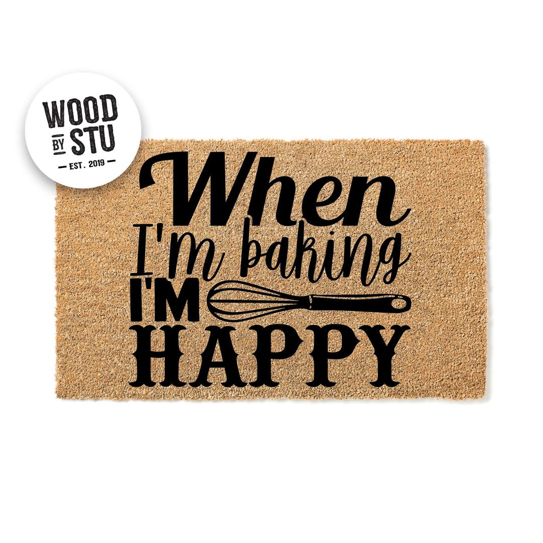 Baking Happy Welcome Mat, Minimalist Style (front Door, New Home) 5703 ...