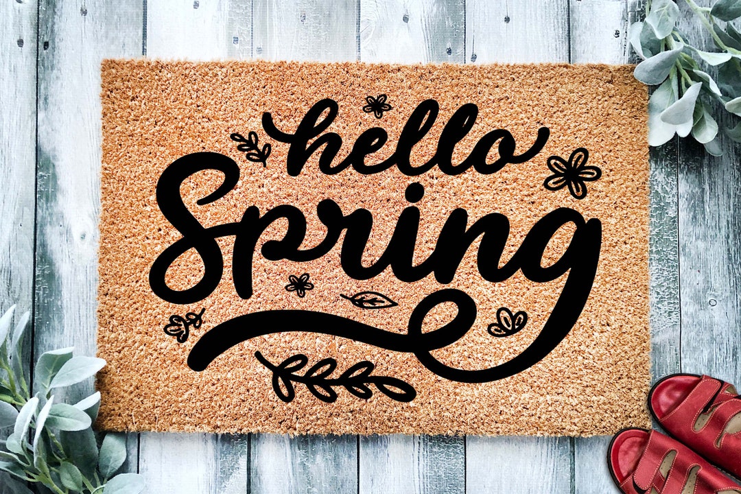 1900 Hello Spring Doormat Love Spring Welcome Mat Springtime Door Mat ...