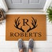 Initial R Monogram Antler Personalized Doormat, Custom Front Porch ...