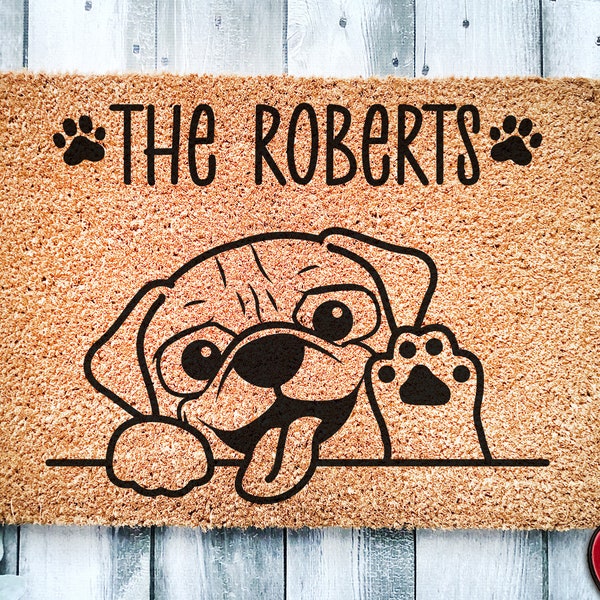Pug Welcome Mat - Etsy