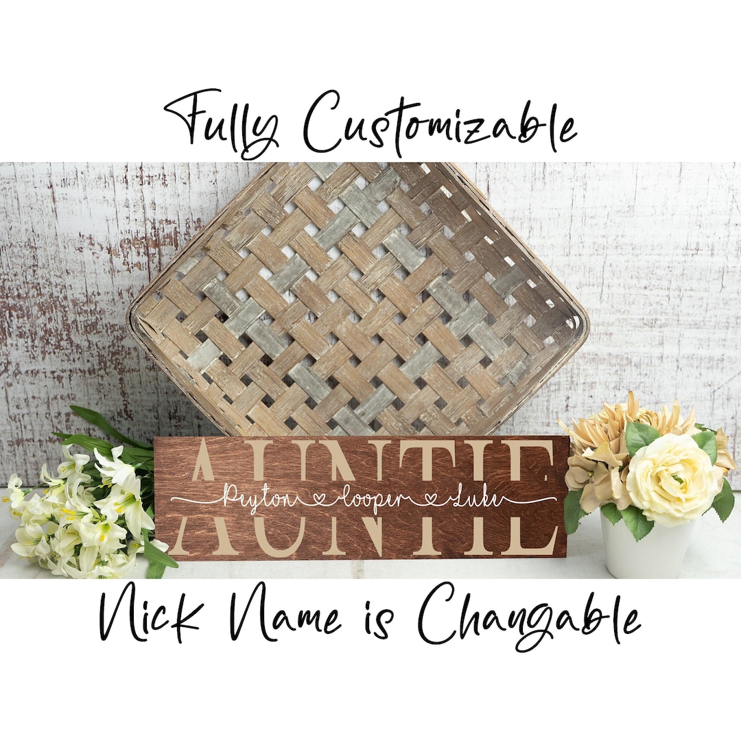 Personalized Auntie Sign - Rustic , Custom Grandkids Names 7122 - Etsy