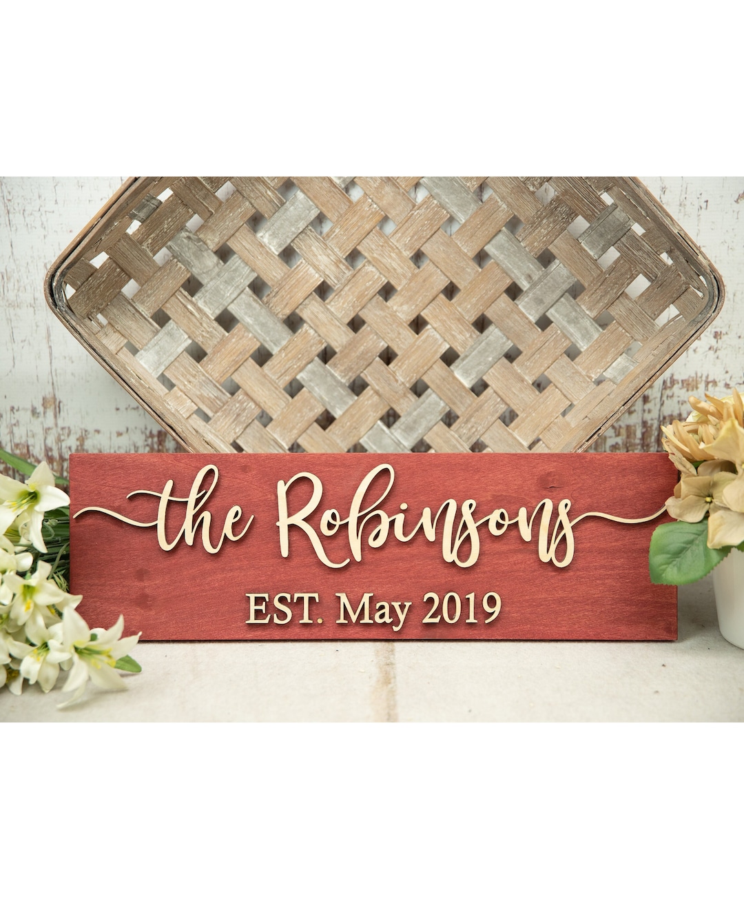 Last Name Sign - Established - Family Name - Wedding Gift - Engagement ...