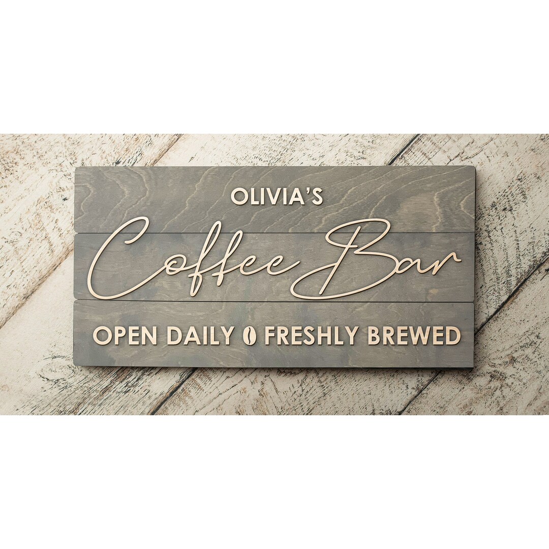 Personalized Coffee Bar Sign - Last Name Sign - Kitchen Sign - Name ...