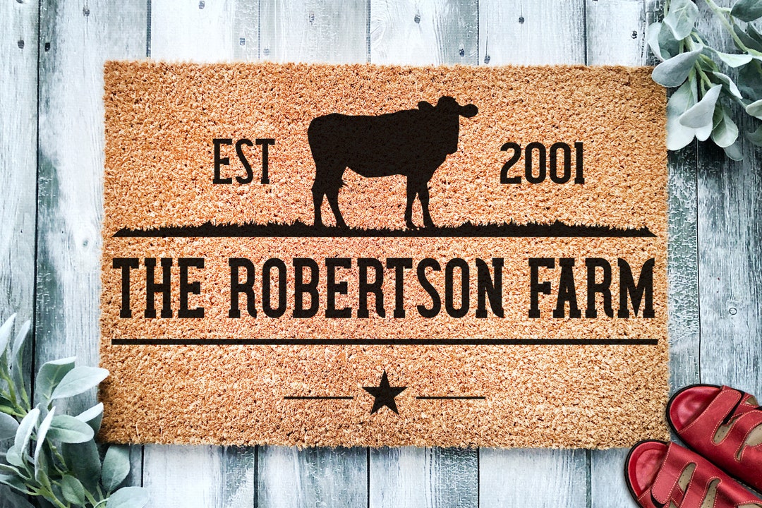 Custom Doormat Personalized Gift Name and EST Cow Farm Doormat ...