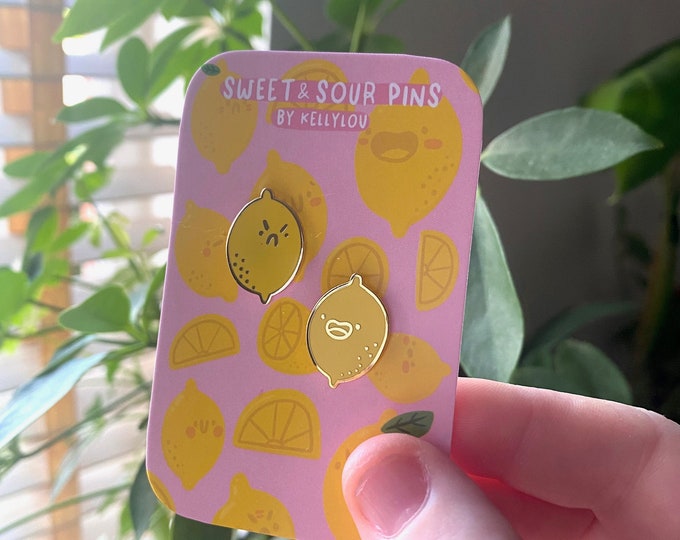 Puffy Lemon Pins Lemon Motif Golden Metal Brooch Accessory Nina Spicy ...