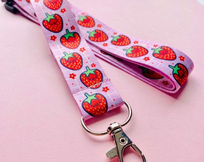 Strawberry Cuties Lanyard Spring Summer Food Work College Uni Id Badge ...