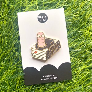 Bookworm Enamel Pin - Cute - Wormy - Wildlife Pin - Reading - Bookish ...