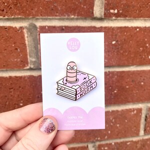Bookworm Enamel Pin - Cute - Wormy - Wildlife Pin - Reading - Bookish ...