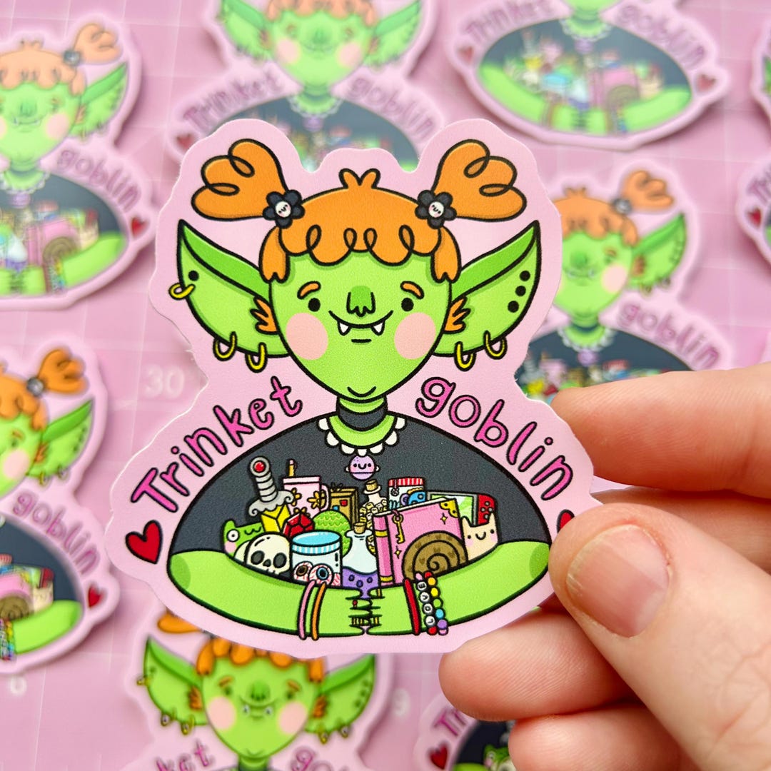 Trinket Goblin : Waterproof Vinyl Sticker - Nerd - Girly - Kawaii - DND ...