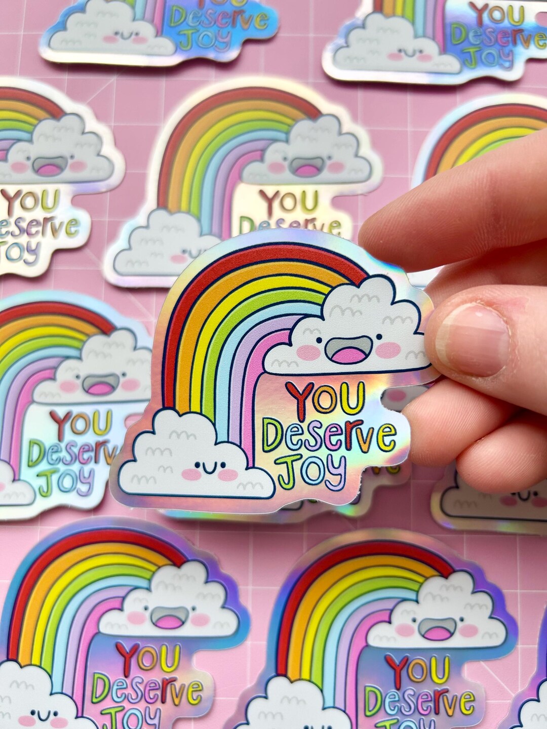 You Deserve Joy Holographic Sticker - Rainbow - Positivity - Mental ...