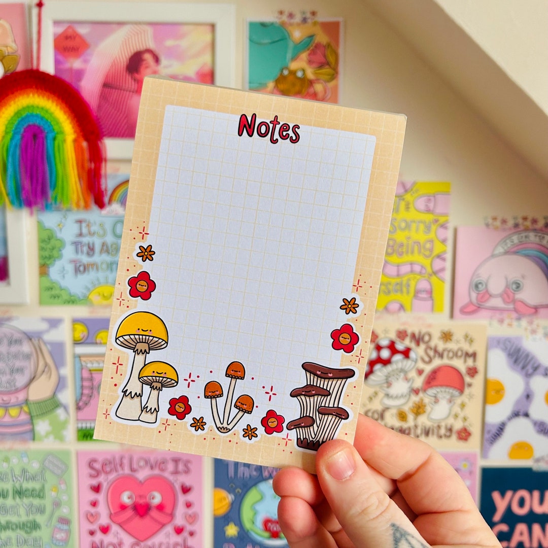 Shroom Cuties A6 Notepad Fungi Mushrooms Lists Colourful Stationery ...