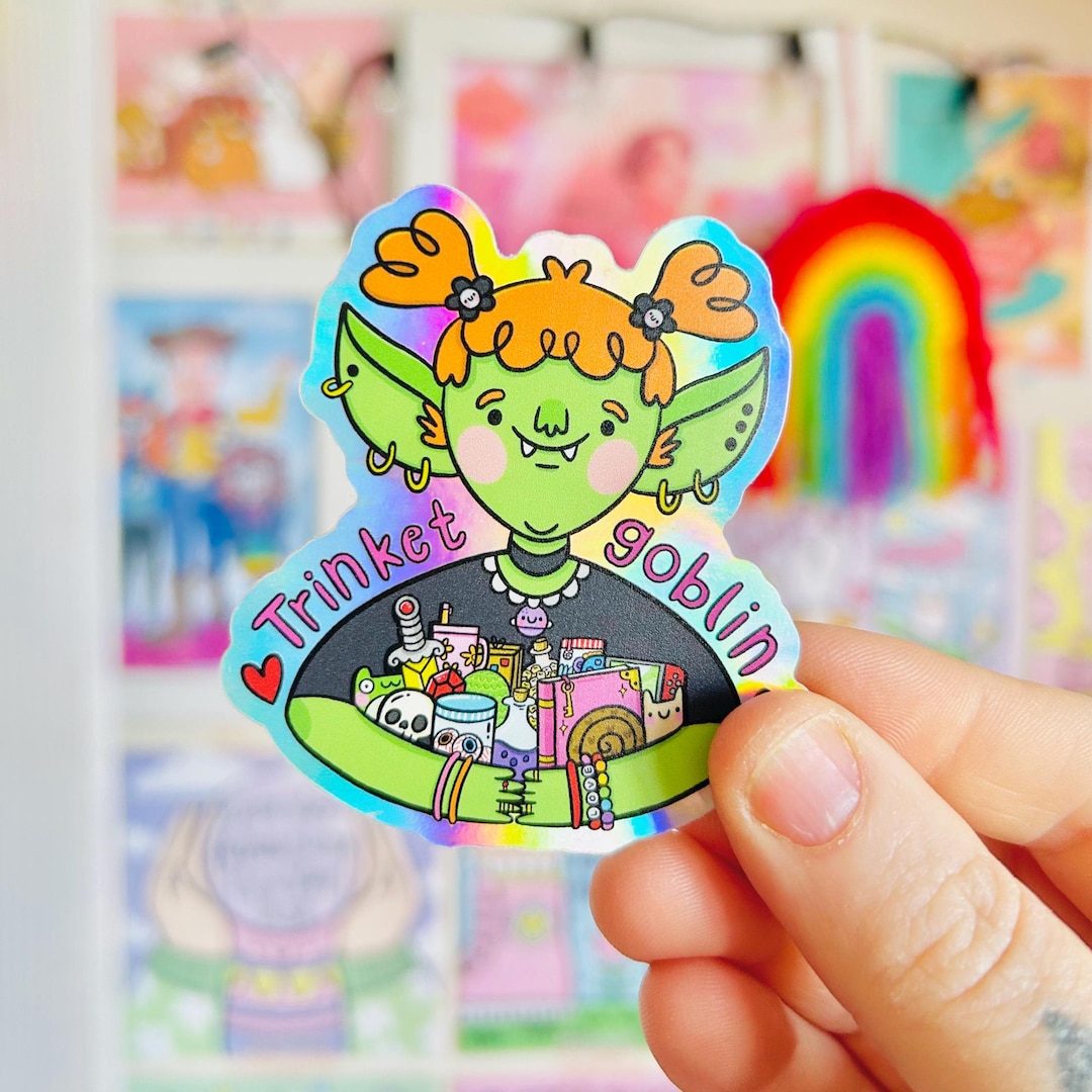 Thelma the Trinket Goblin Holographic Vinyl Sticker - Trinkets - DND ...