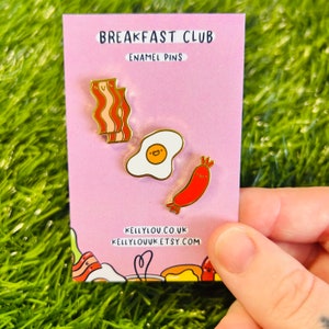Breakfast Food Mini Enamel Pins Brekkie Eggs Bacon Sausage Breakfast ...