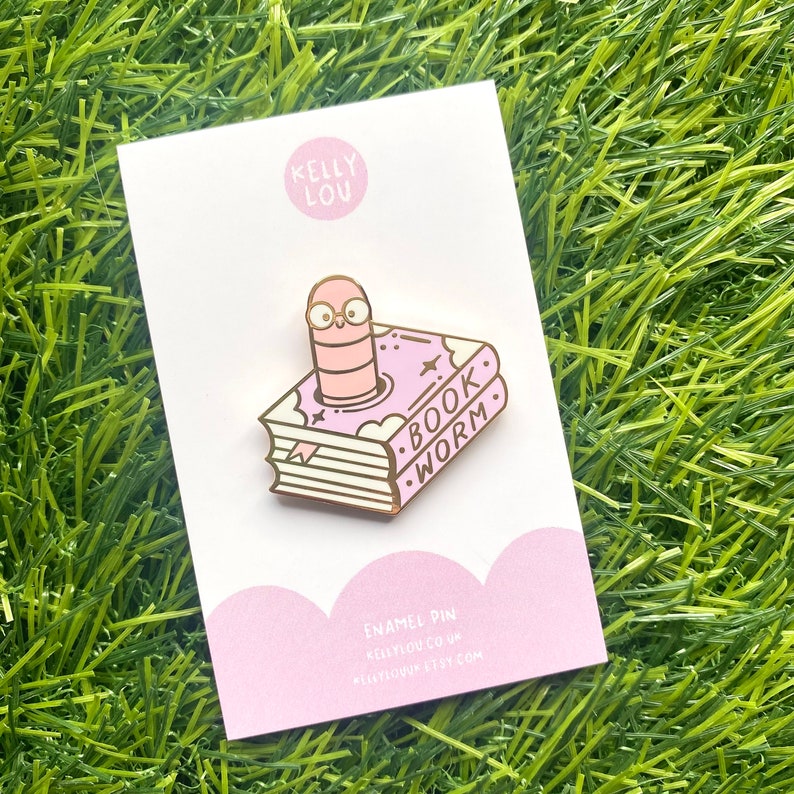 Bookworm Enamel Pin - Cute - Wormy - Wildlife Pin - Reading - Bookish ...