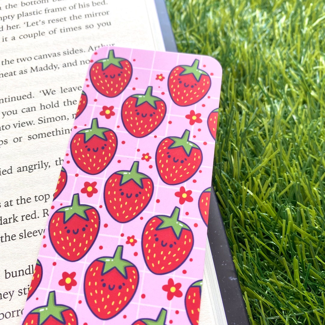 Berry Cute Strawberries Bookmark Spring Summer Picnic Cute Pink Pastel ...