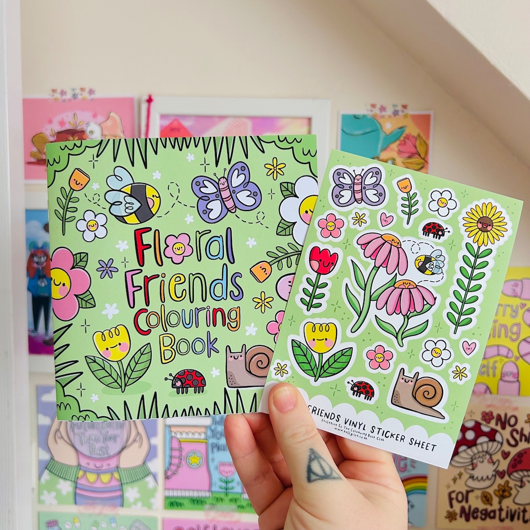 Floral Friends Mini Colouring Book & Sticker Sheet - Kawaii - Flowers ...