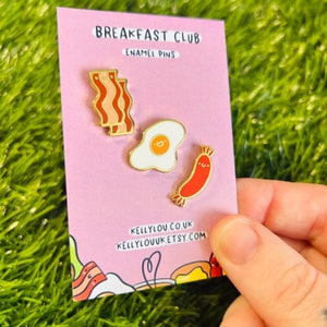 Breakfast Food Mini Enamel Pins Brekkie Eggs Bacon Sausage Breakfast ...