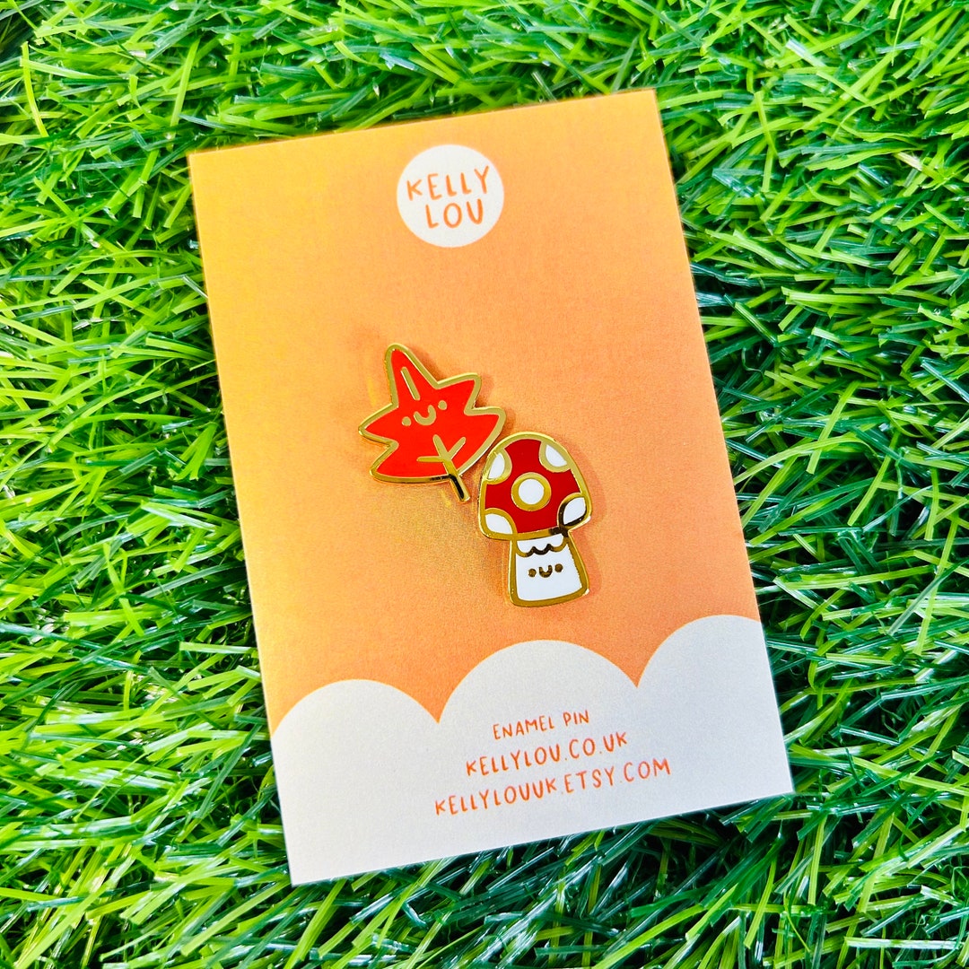 Autumn Cuties Mini Enamel Pins - Leaves - Toadstool - Mini Enamel Pins ...