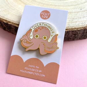 Overthinking Octopus Enamel Pin - Sea Creature - Animal Pins - Cute ...