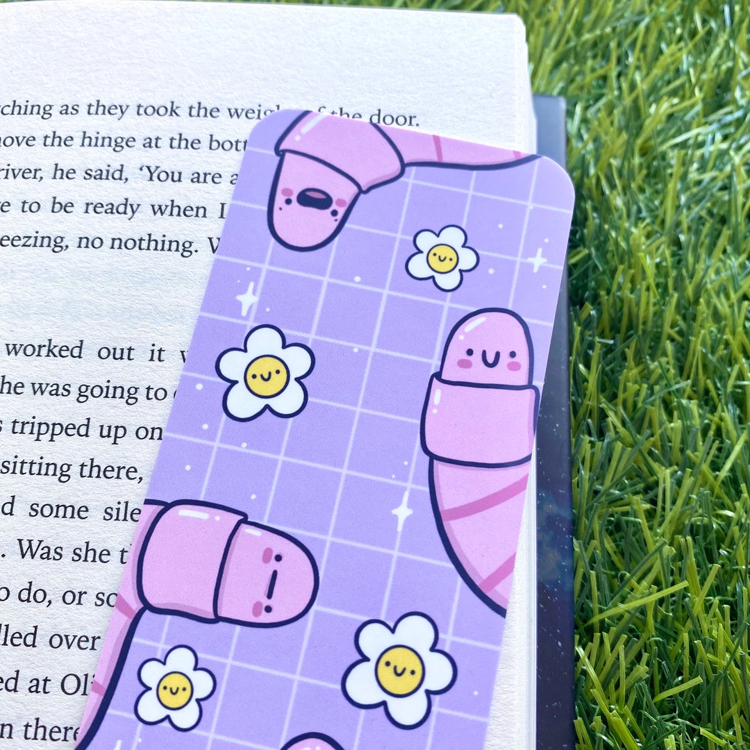Worms Bookmark Wormy Pastel Wildlife Nature Illustrated Cute Bookmark ...