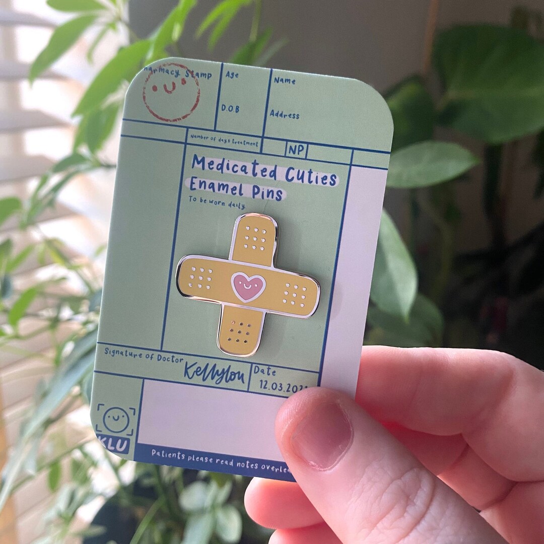 Plaster Enamel Pin Self Care Spoonie Mental Health Pin Positivity Cute ...