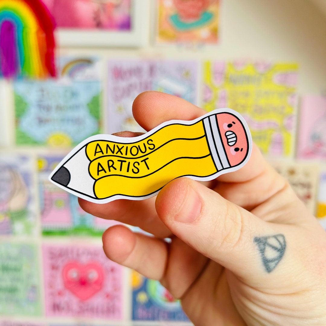 Anxious Artist Glossy Sticker - Pencil - Neurospicy - Anxiety ...