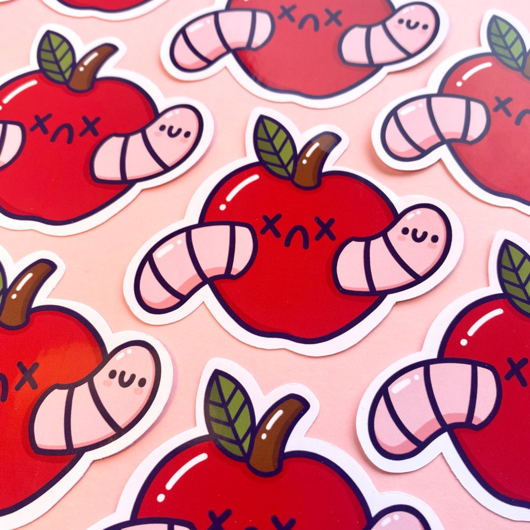 Apple Worm Glossy Sticker Worm Scrapbooking Journalling Planner ...