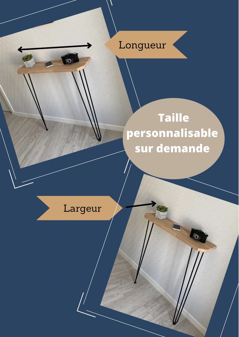 Console en Hetre style industriel avec pied en metal - Etsy France
