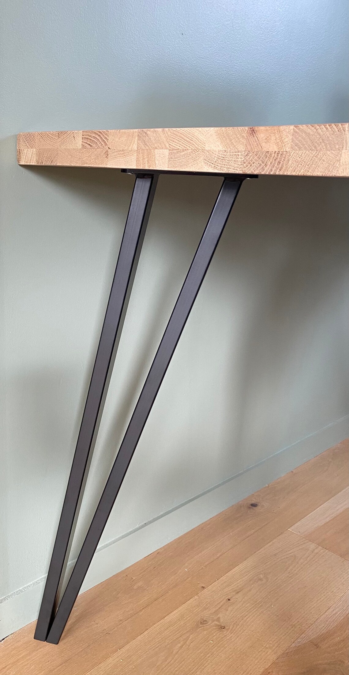 Bureau en chene massif style industriel avec pied en equerre - Etsy France