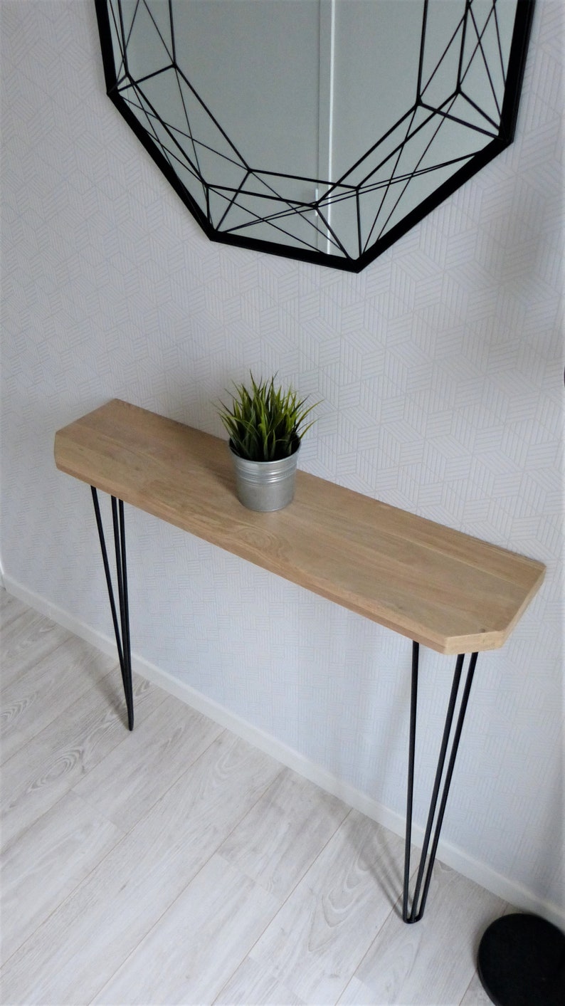 Console en chêne avec angles biseautés de style industriel | Etsy France