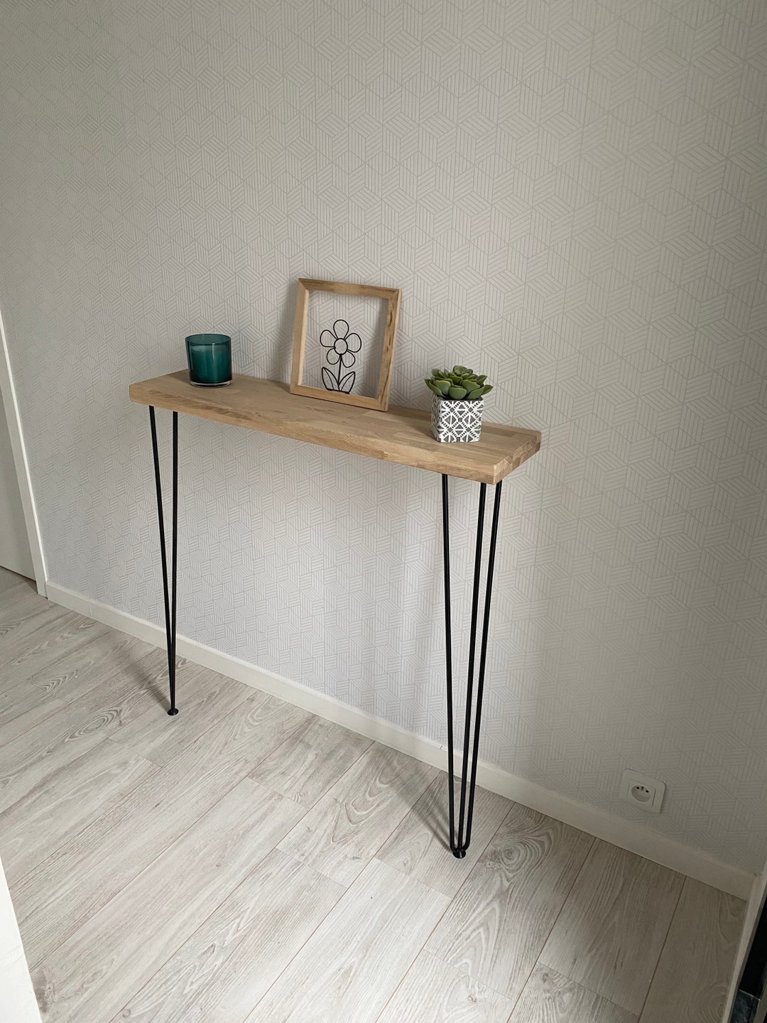Industrial Style Oak Console With Metal Foot - Etsy
