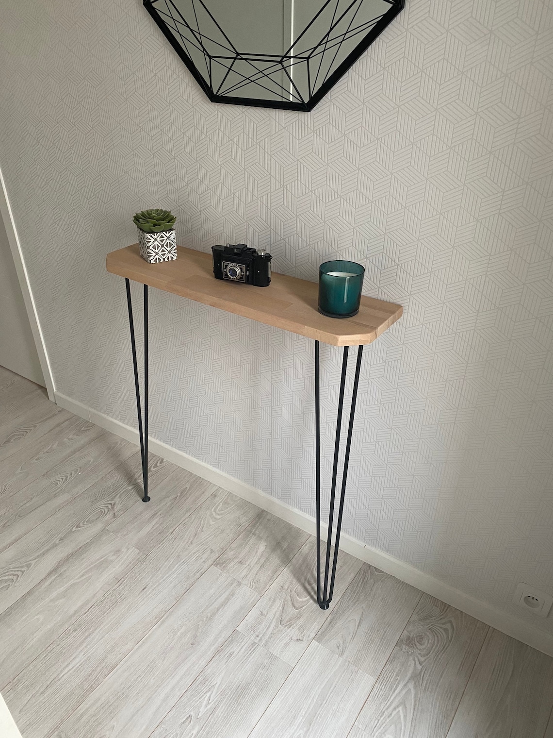 Console en Hetre style industriel avec pied en metal - Etsy France