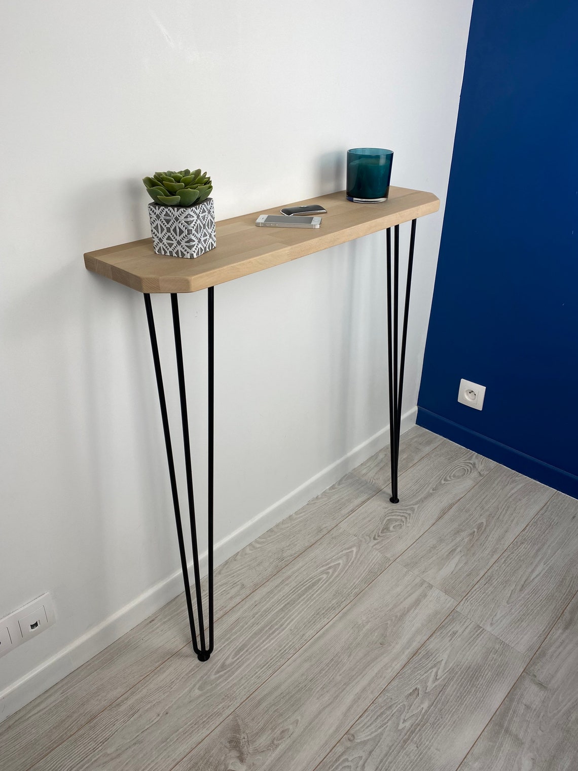 Console en Hêtre style industriel avec pied en métal | Etsy France
