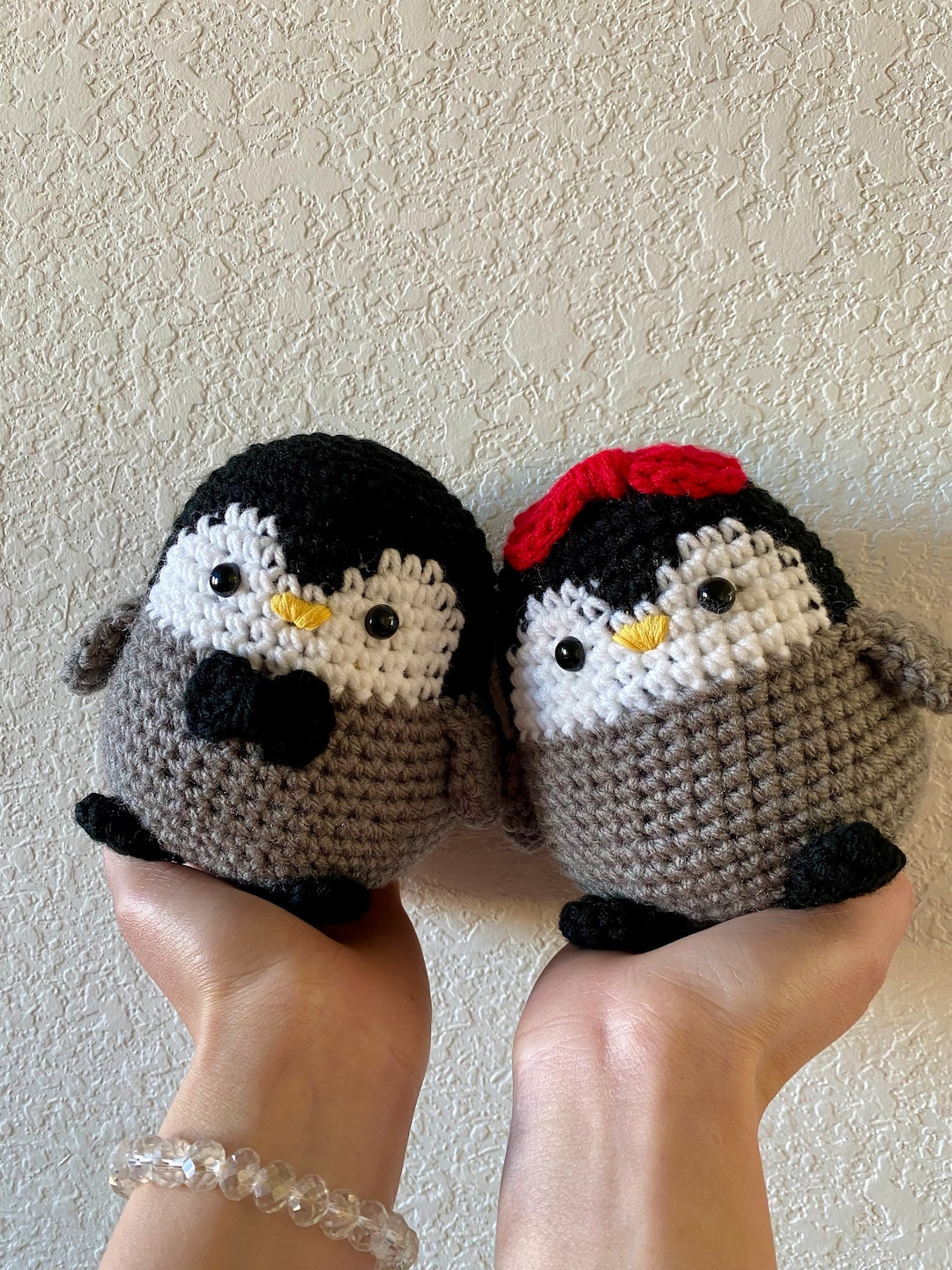 Crochet Couple Penguin Plushies: Handmade Yarn Amigurumi Gift - Etsy