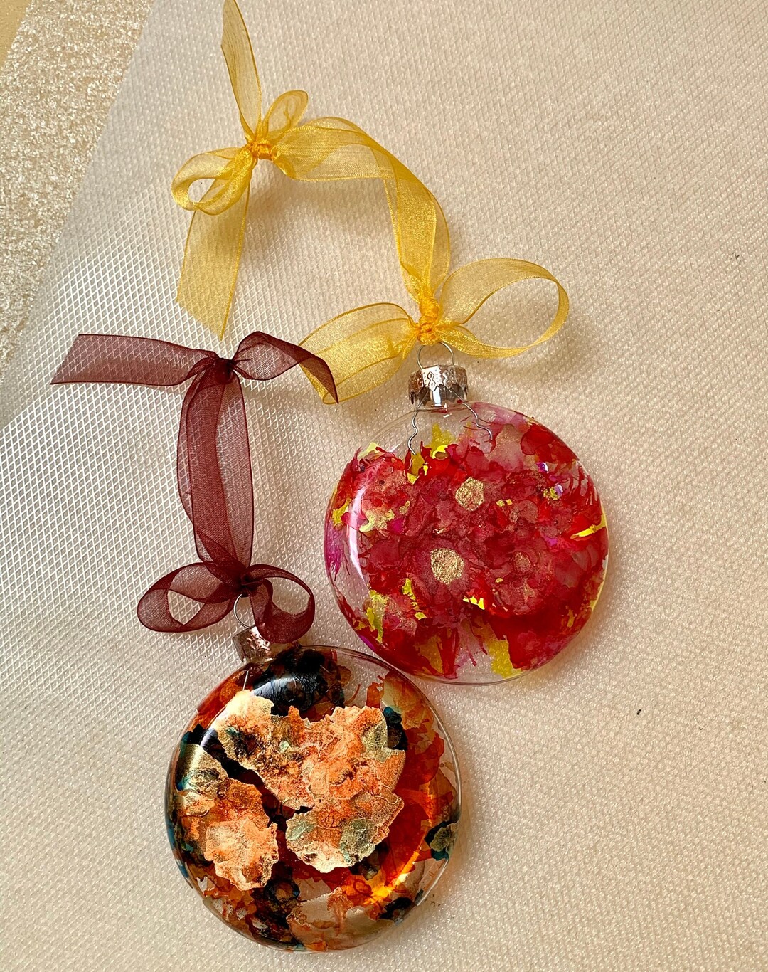 Hand Painted Glass Baubles Christmas Tree Decorations Unique Freehand ...