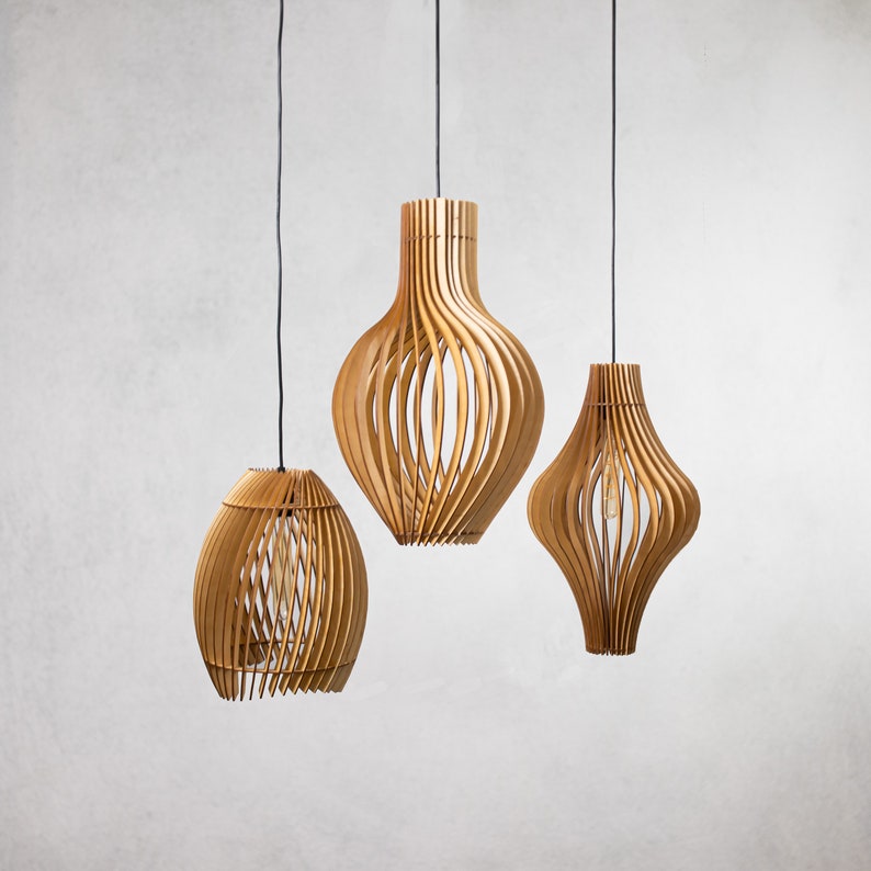 Cluster-wood Pendant Light/ Hanging Light / Modern Lamp / Light Fixture ...