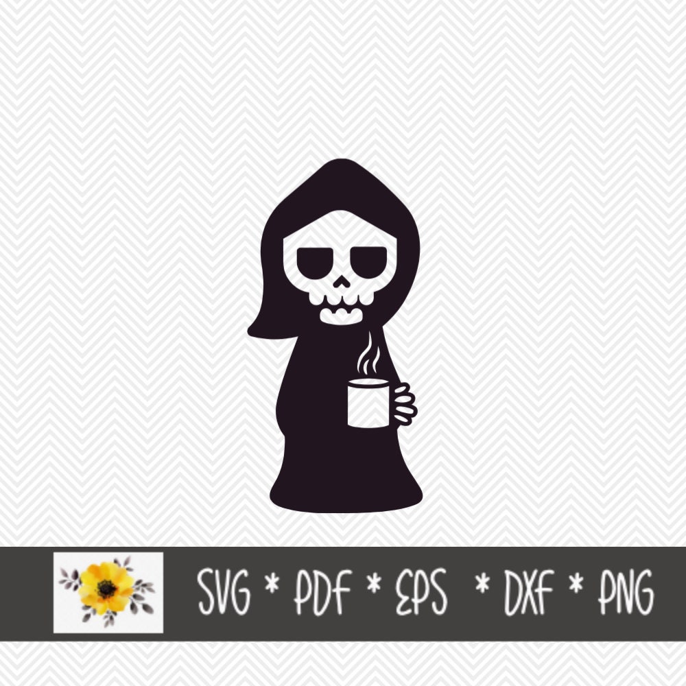 Skeleton Drinking Coffee SVG Halloween SVG Silhouette Cut - Etsy