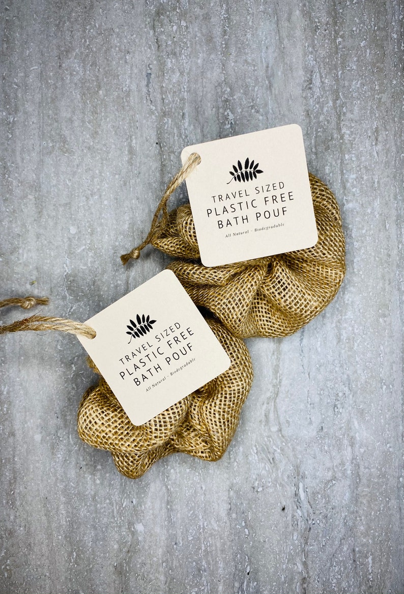 Burlap Bath Pouf Set – Travel Size, Plastic-free, Compostable - Etsy