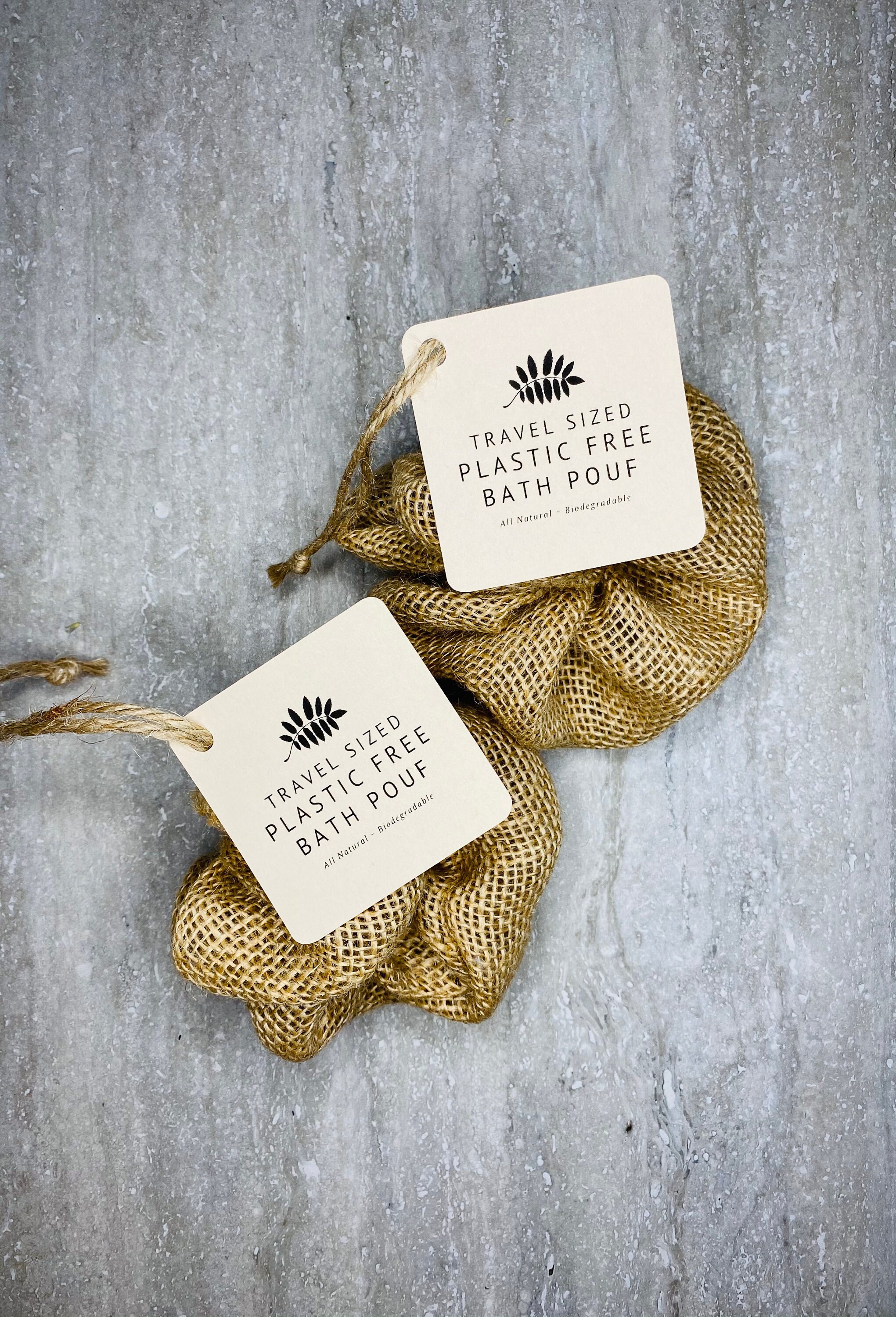 Burlap Bath Pouf Set – Travel Size, Plastic-free, Compostable - Etsy