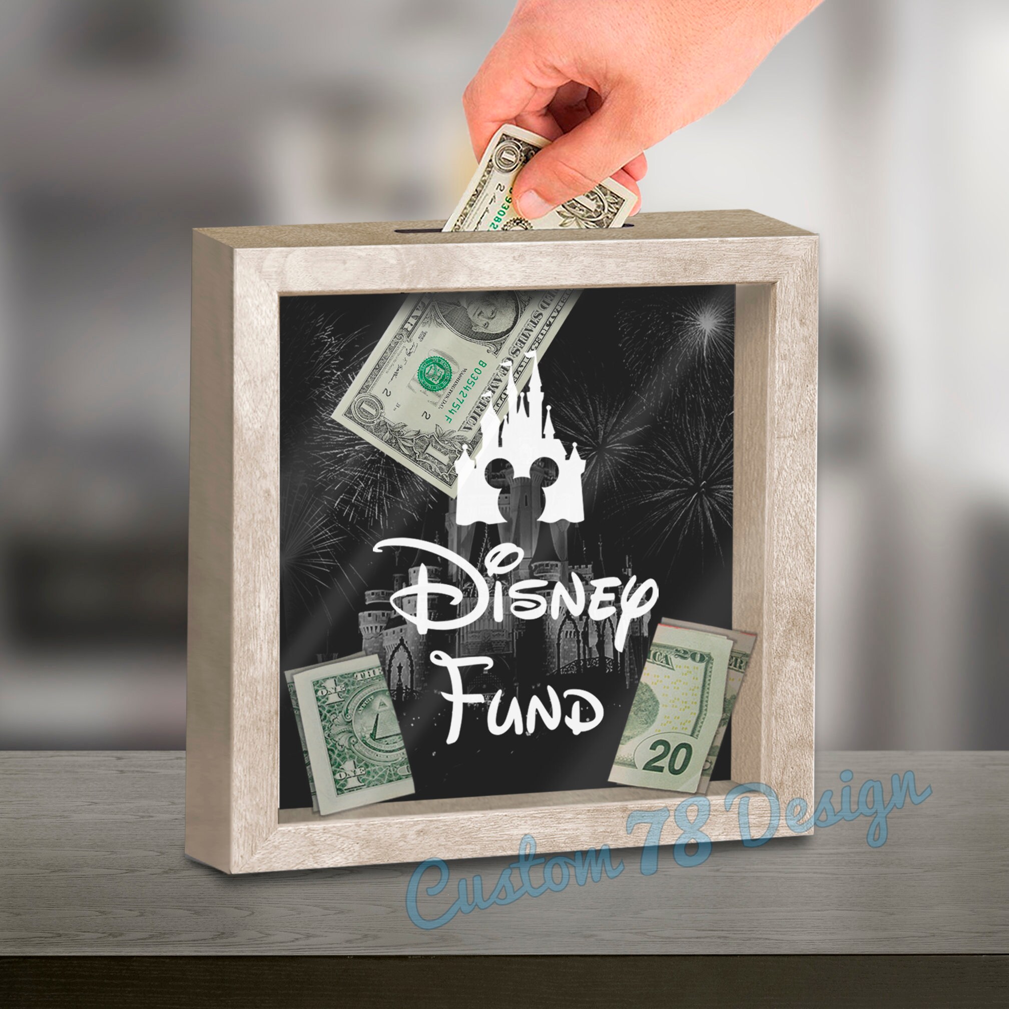 Disney Fund Shadow Box Frame With Top Slot Beige Wood Wall | Etsy