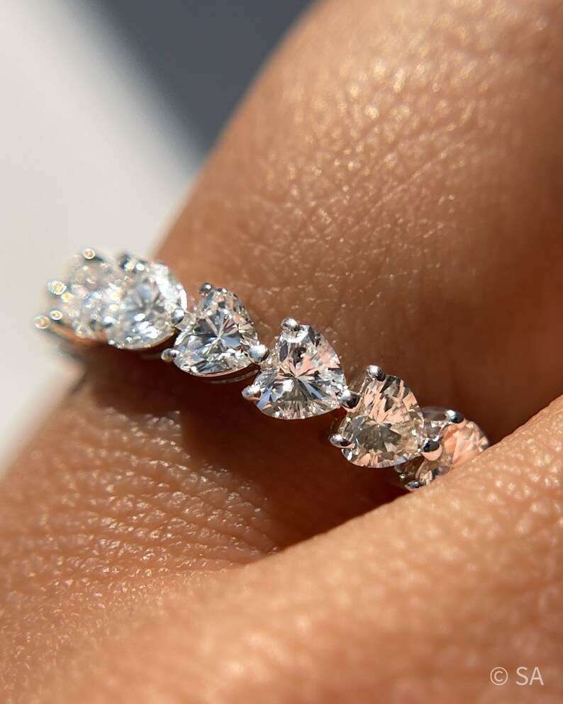 The Sweet Heart Ring Heart Shape Diamond Halfway Eternity | Etsy